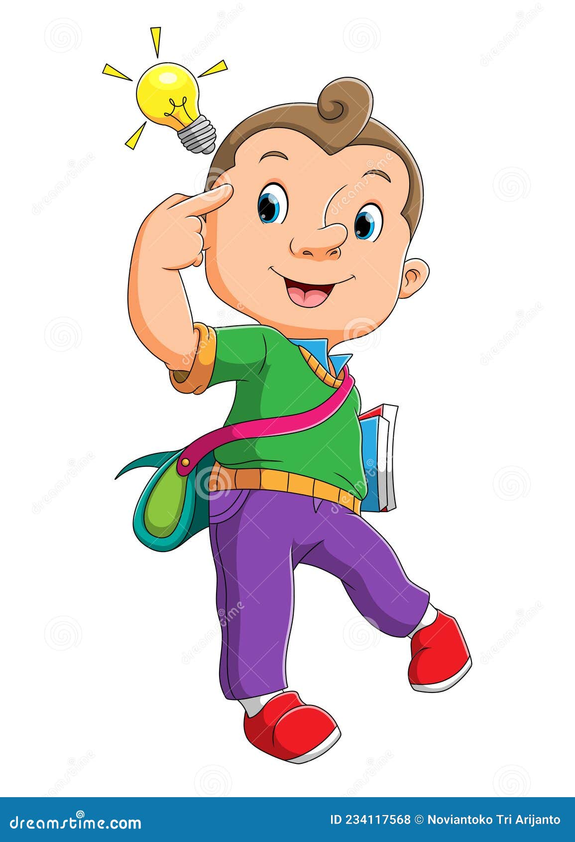 The Clever Boy is Getting the Idea Stock Vector - Illustration of book ...