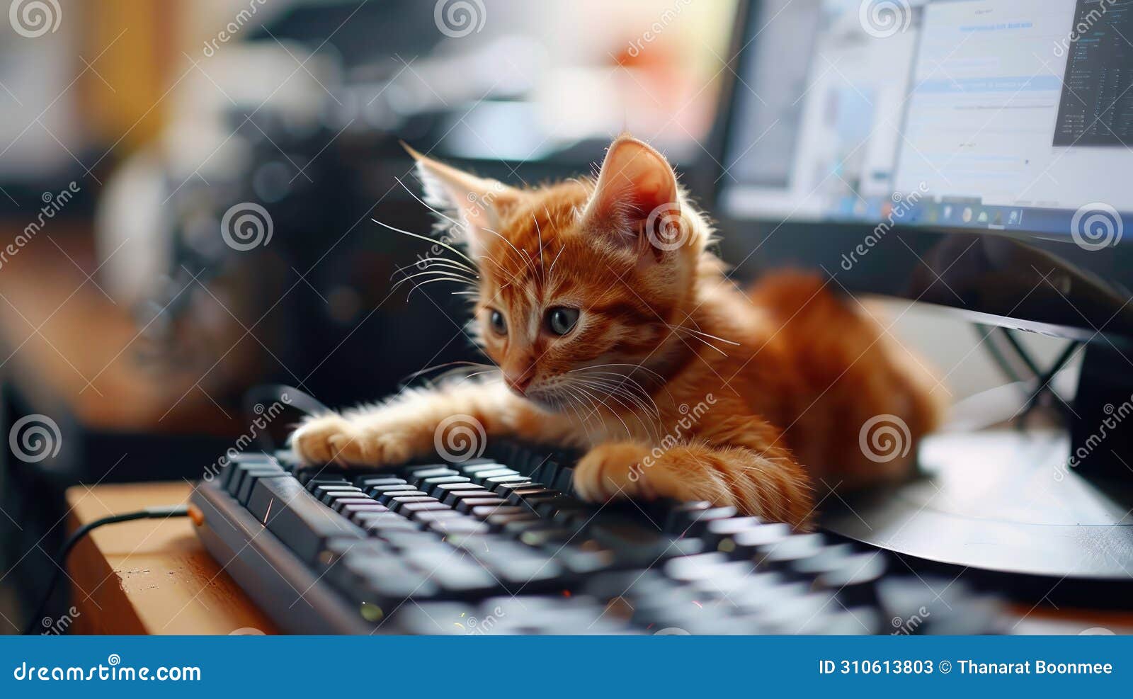 Clever Cat Using Computer, Ai Generated Stock Illustration ...