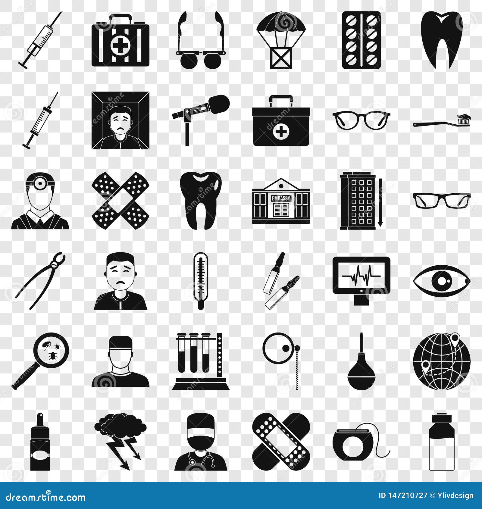 Clever Doctor Icons Set, Simple Style Stock Vector - Illustration of ...