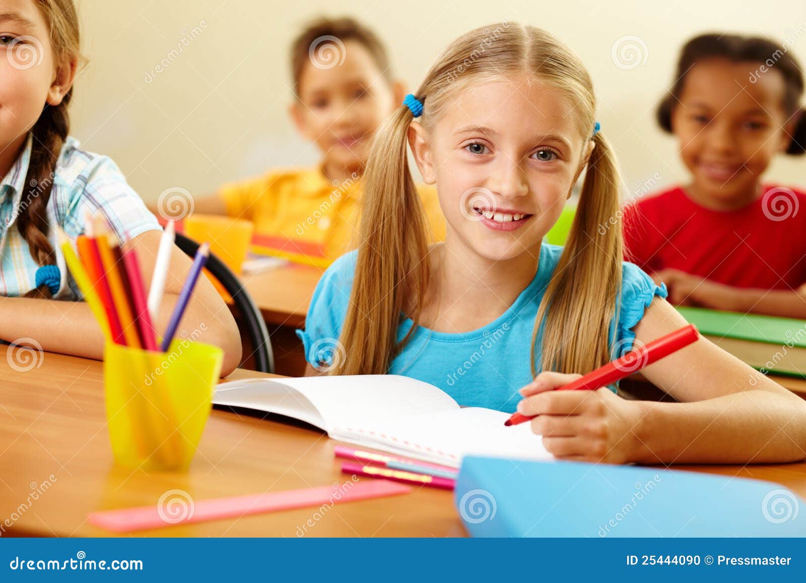 Clever girl stock photo. Image of child, happy, crayon - 25444090