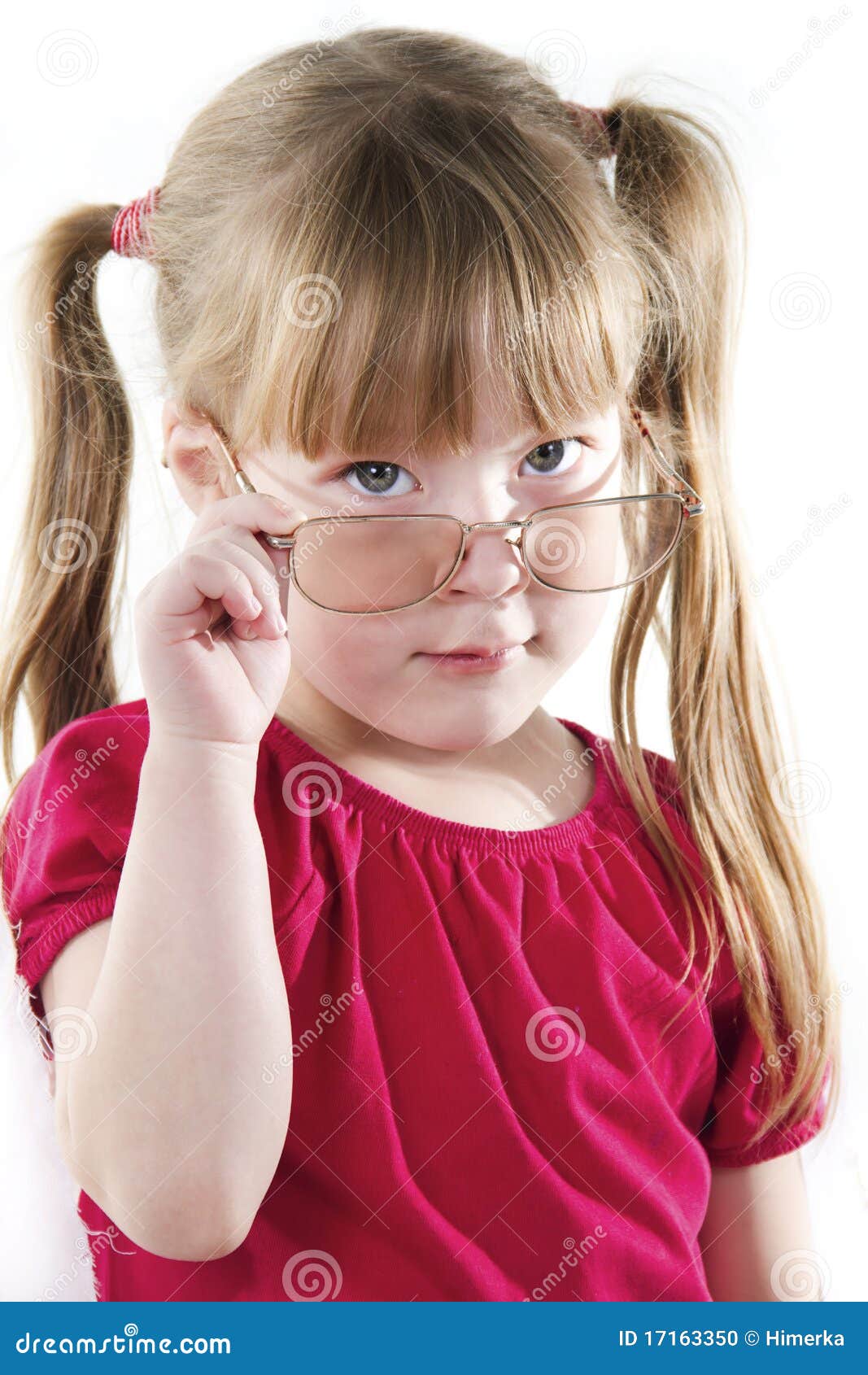 Clever Girl Girl School Pupil Wear Eyeglasses Yellow Background