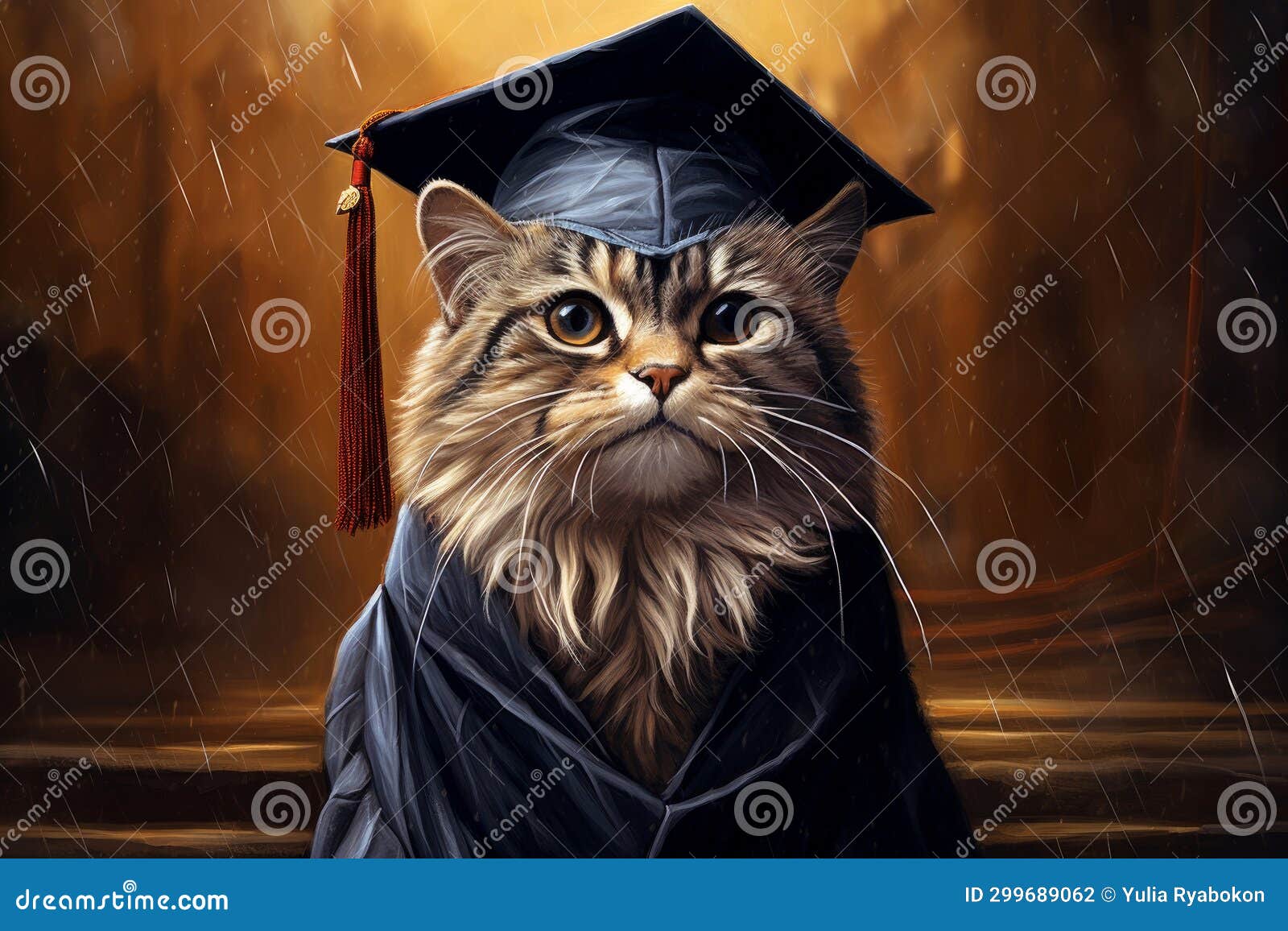 Clever Graduate Cat Smart. Generate AI Stock Photo - Image of class ...