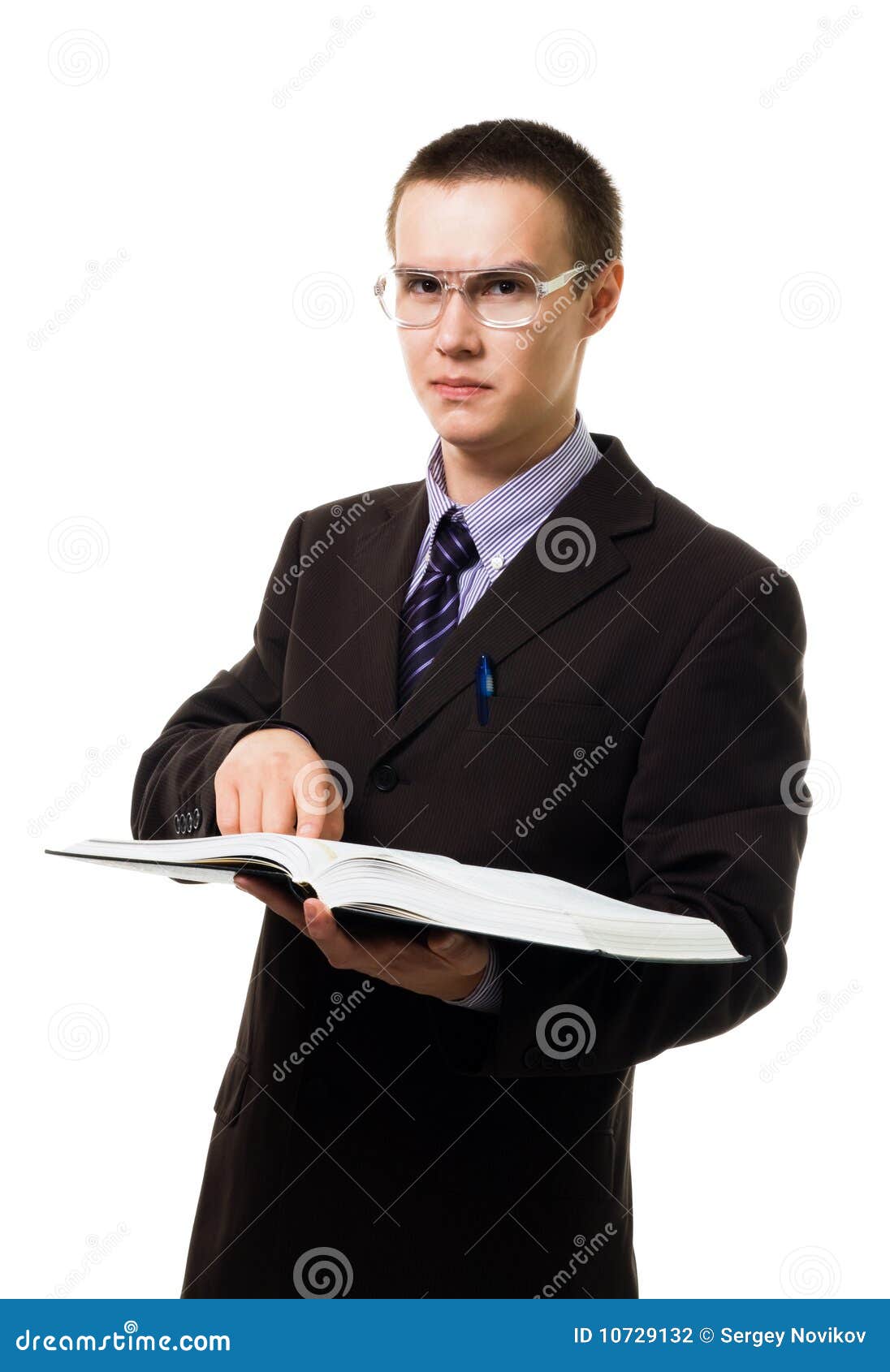 Clever Man with Huge Book in Glasses Stock Photo - Image of library ...