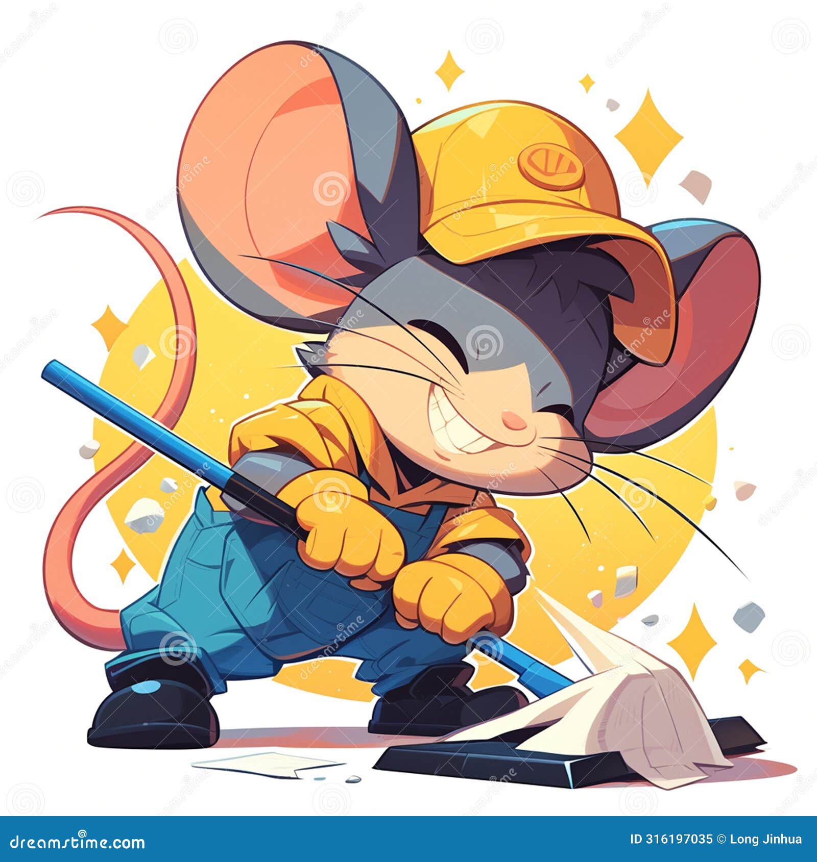 A Clever Mouse Sanitation Worker Cartoon Style Stock Vector ...