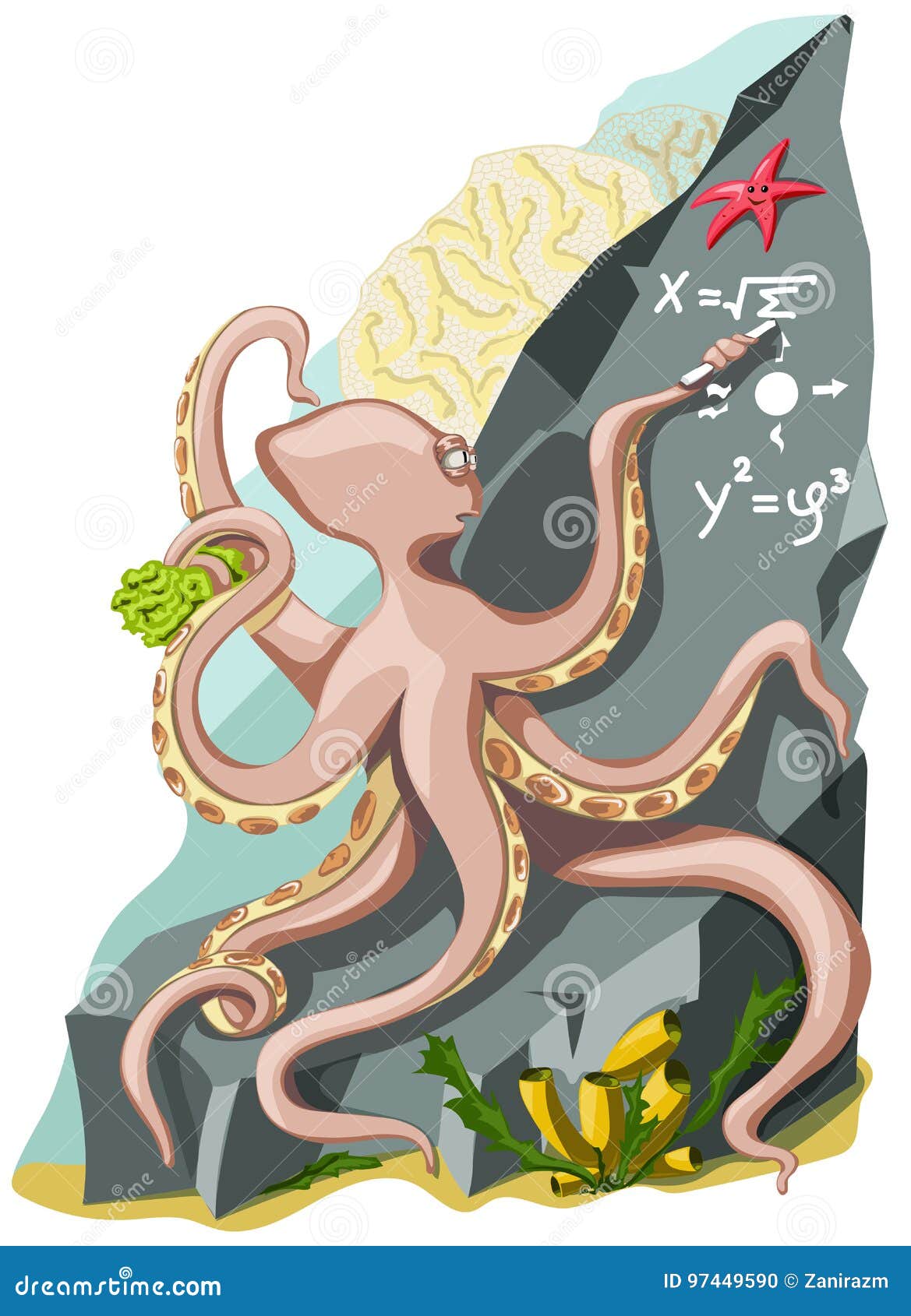 Clever Octopus Weaving Seaweed And Shells Stock Photo | CartoonDealer ...