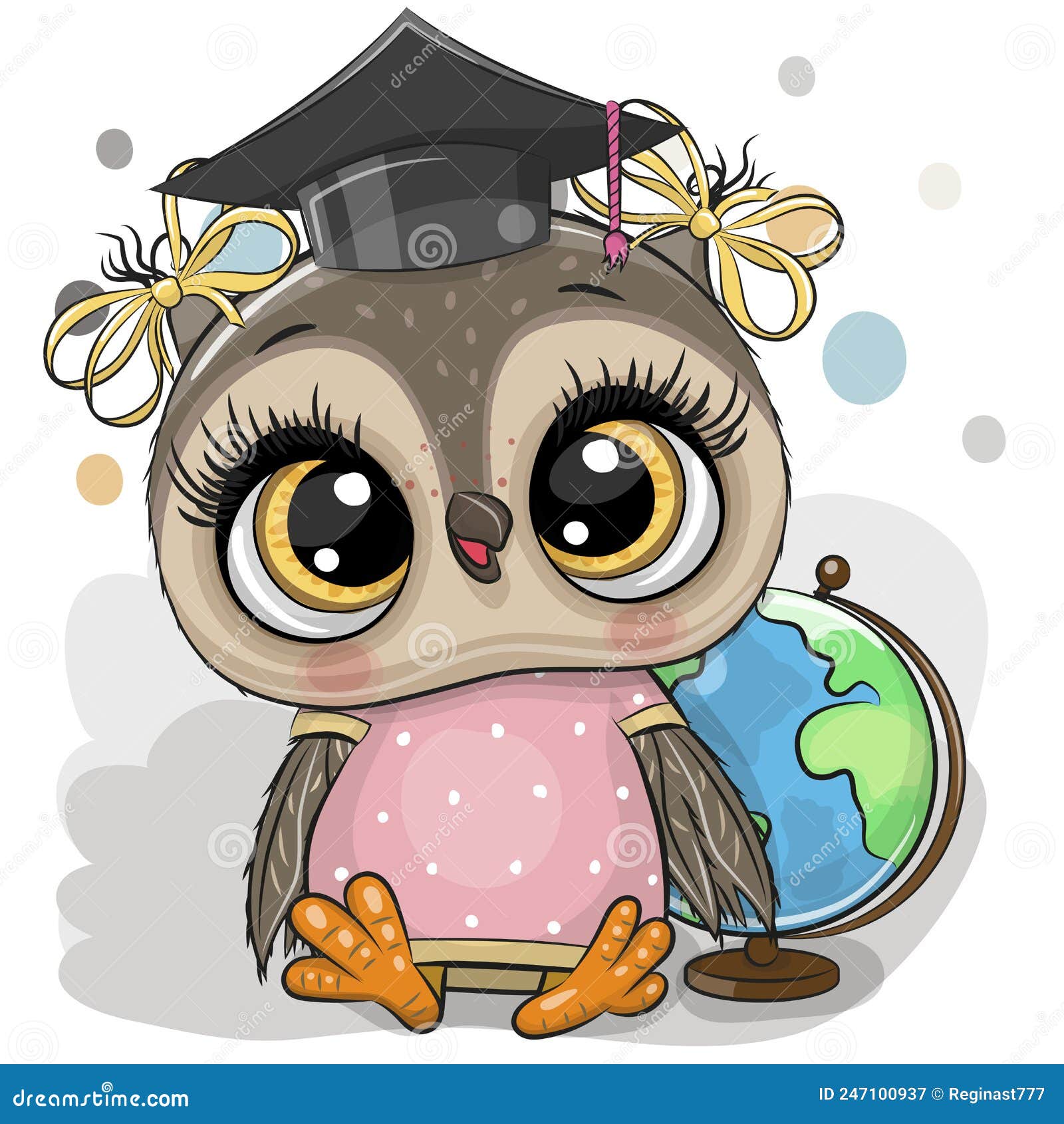 Clever Owl with Graduation Cap and a Globe Stock Vector - Illustration ...