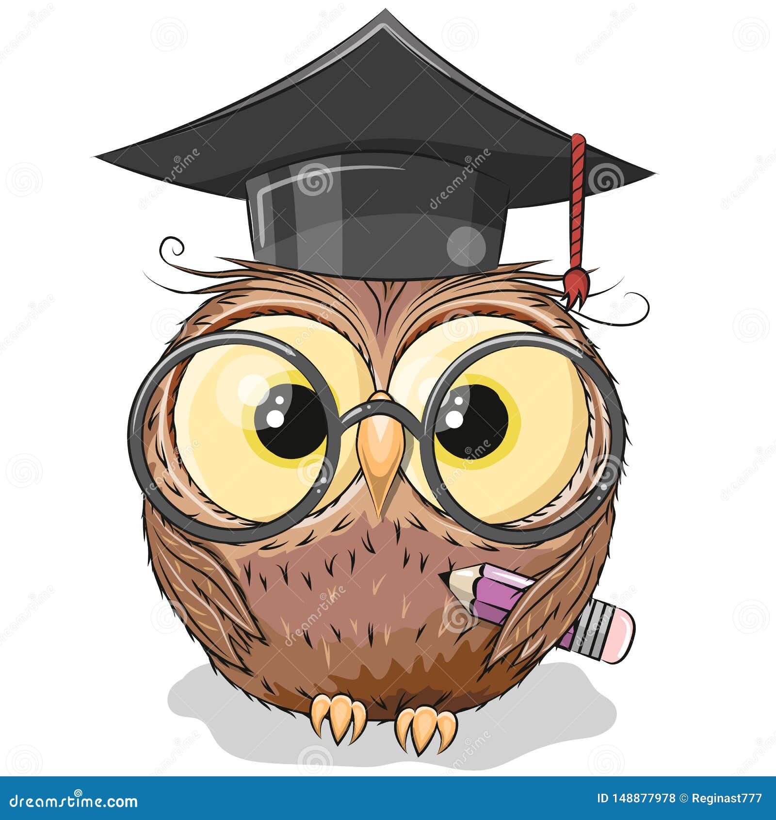 Clever Owl with Pencil and in Graduation Cap Stock Vector ...