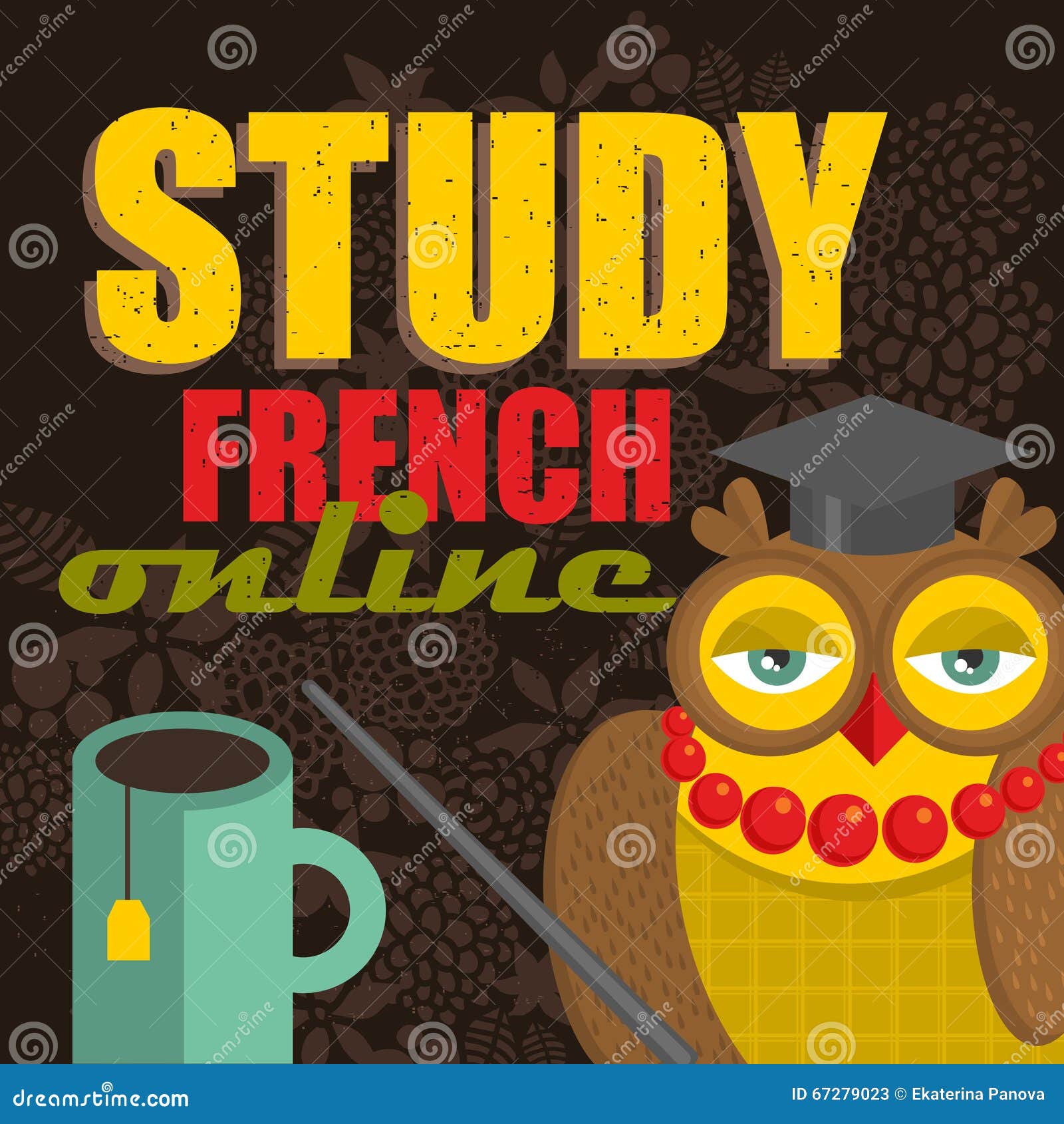 Clever Owl Promoting Online Education. Stock Vector - Illustration of ...