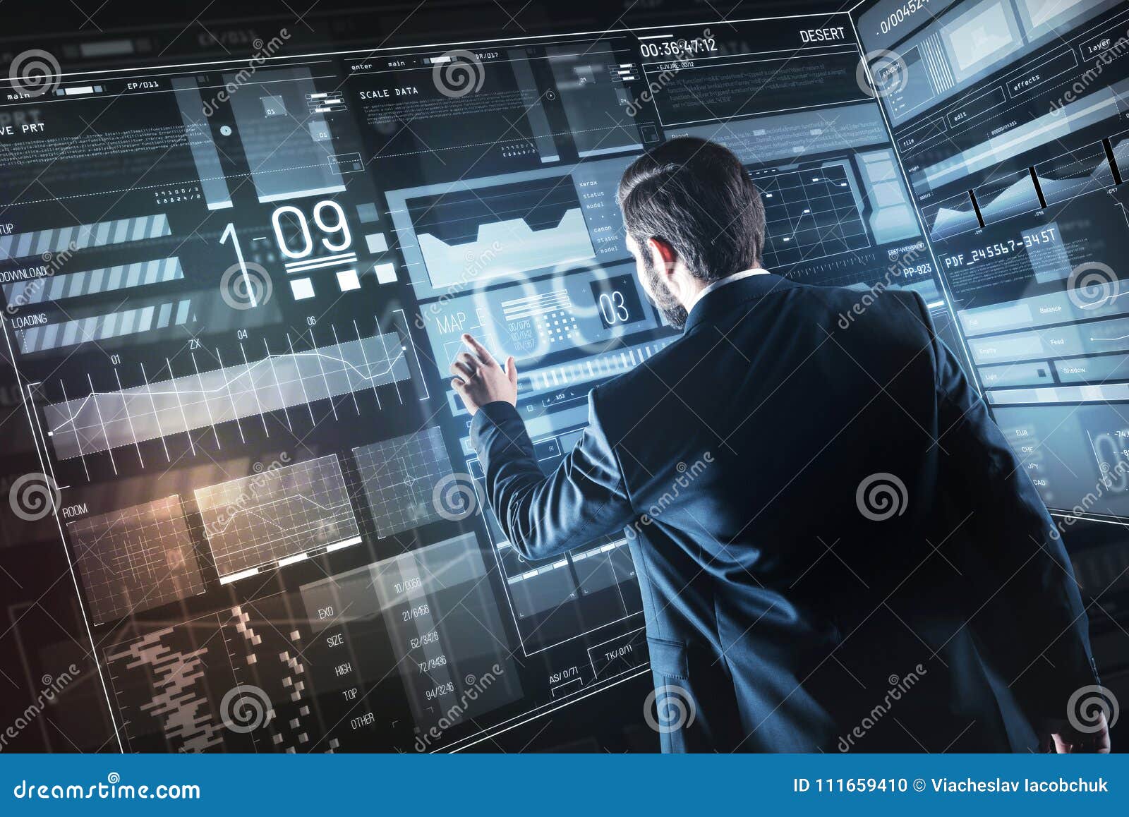 Clever Programmer Touching the Screen while Checking the New Data Stock ... Clever Programmer Touching the Screen while Checking the New Data Stock ...