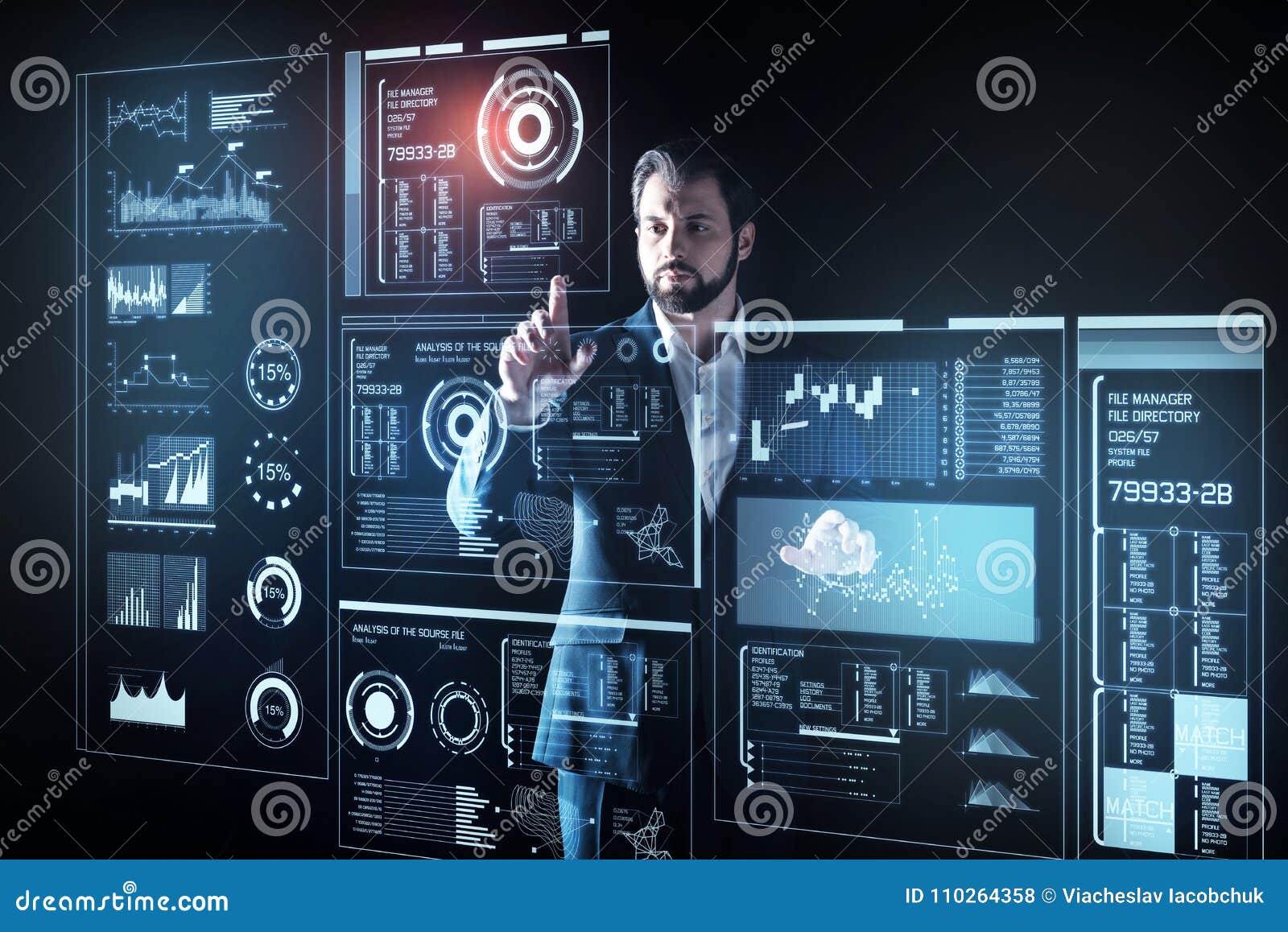 Clever Programmer Touching the Screen while Working Alone Stock Photo ... Clever Programmer Touching the Screen while Working Alone Stock Photo ...