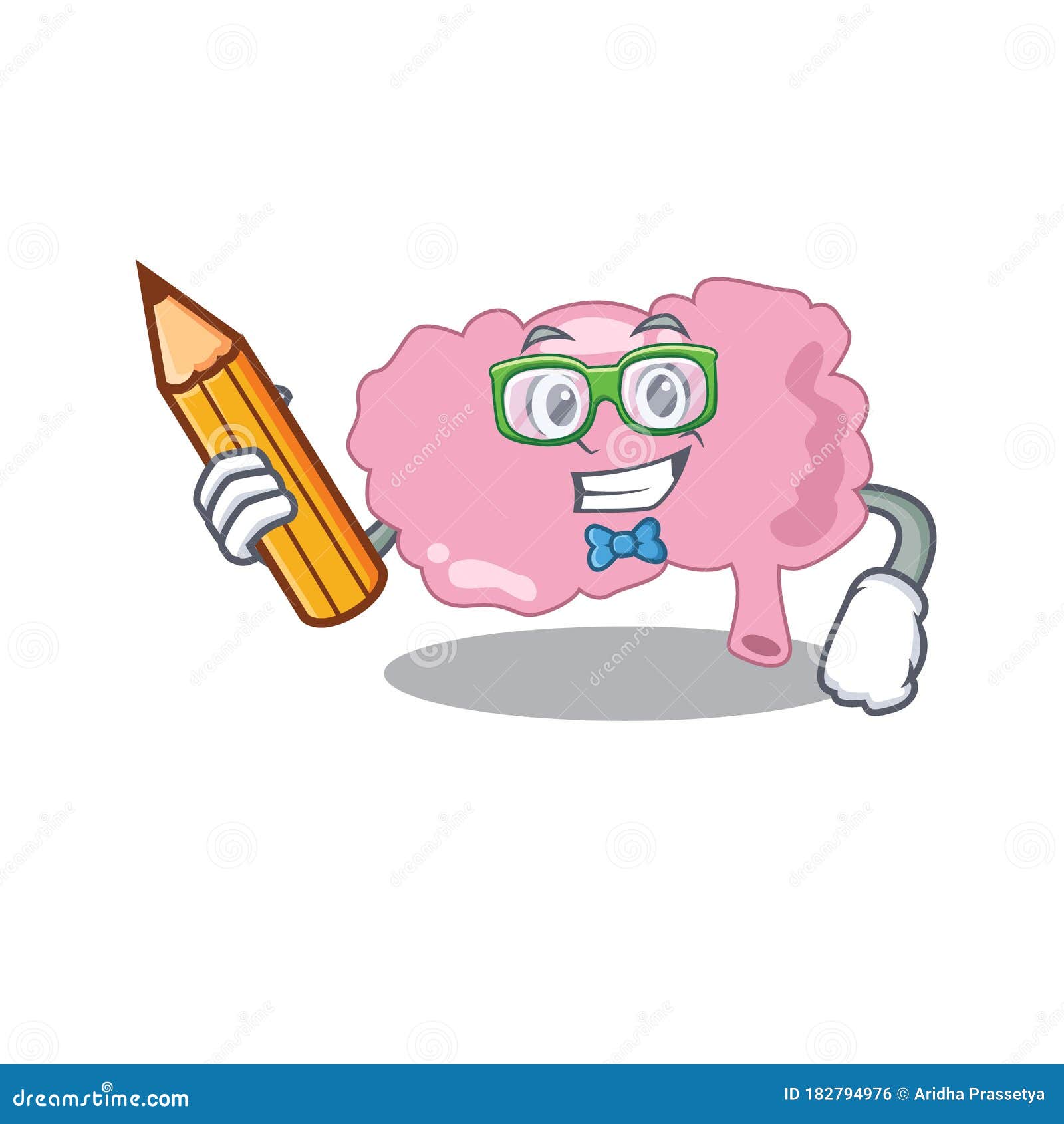 A Clever Student Brain Cartoon Character Study at Home Stock Vector ...