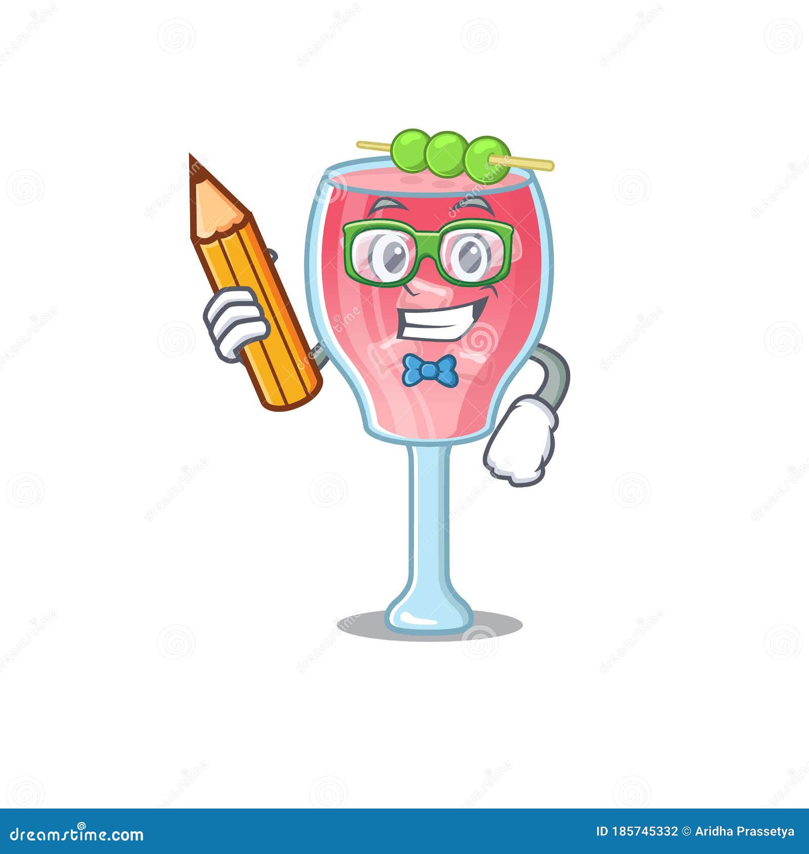 A Clever Student Cosmopolitan Cocktail Cartoon Character Study at Home ...