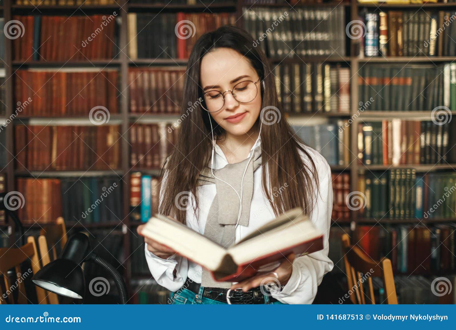Clever Student Reading Book Stock Image - Image of reading, notes ...