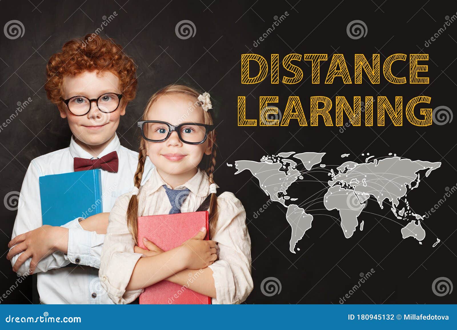 Clever Successful Kids and Distance Education Concept Stock Photo ...