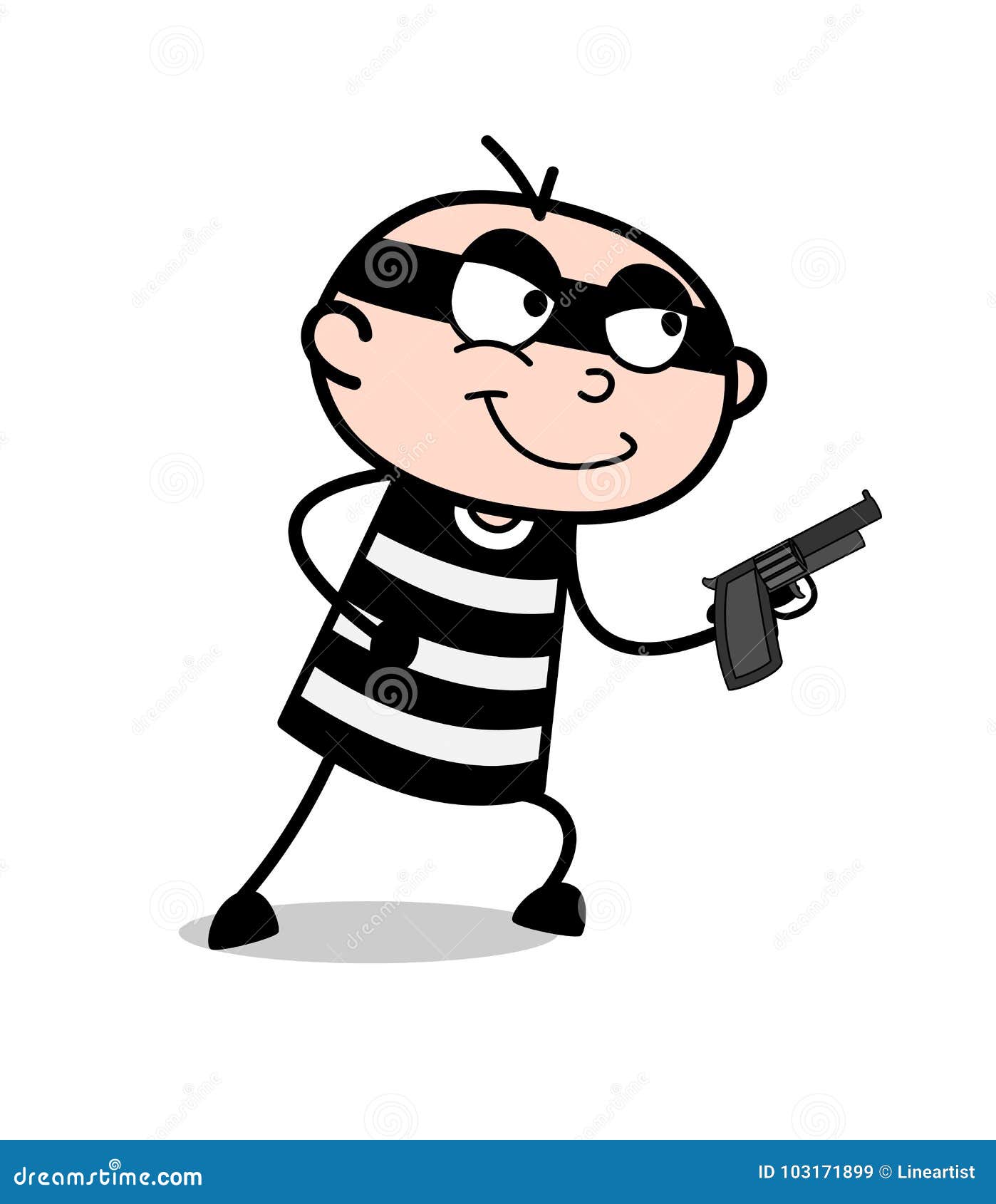 Clever Thief Running with Gun Vector Stock Illustration - Illustration ...