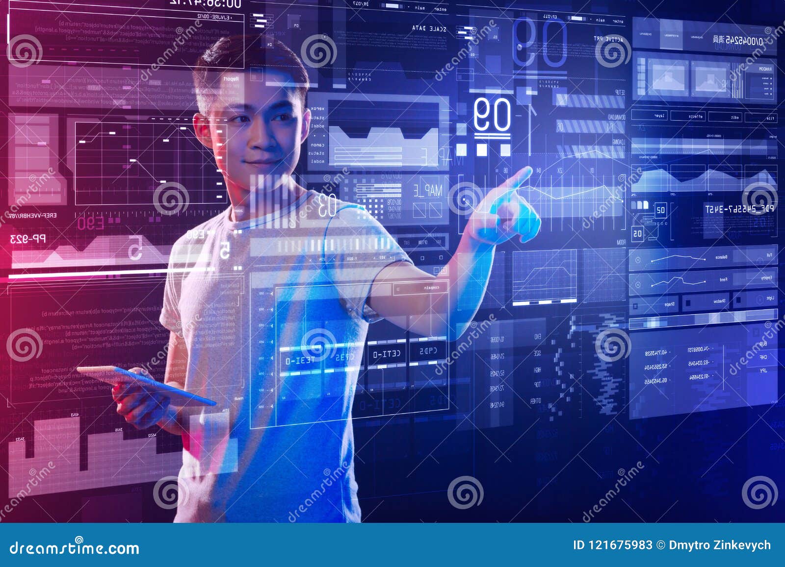 Clever Web Developer Feeling Satisfied after Finishing His Work Stock ...