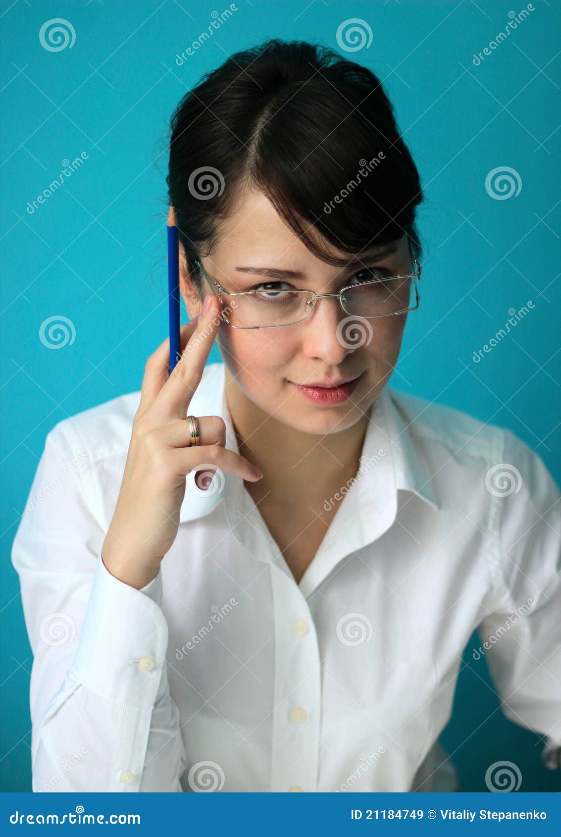 Clever woman stock image. Image of indoor, isolated, blouse - 21184749