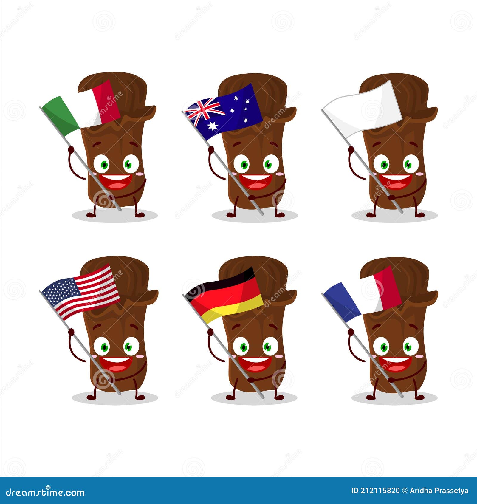 Clevo Cartoon Character Bring the Flags of Various Countries Stock ...