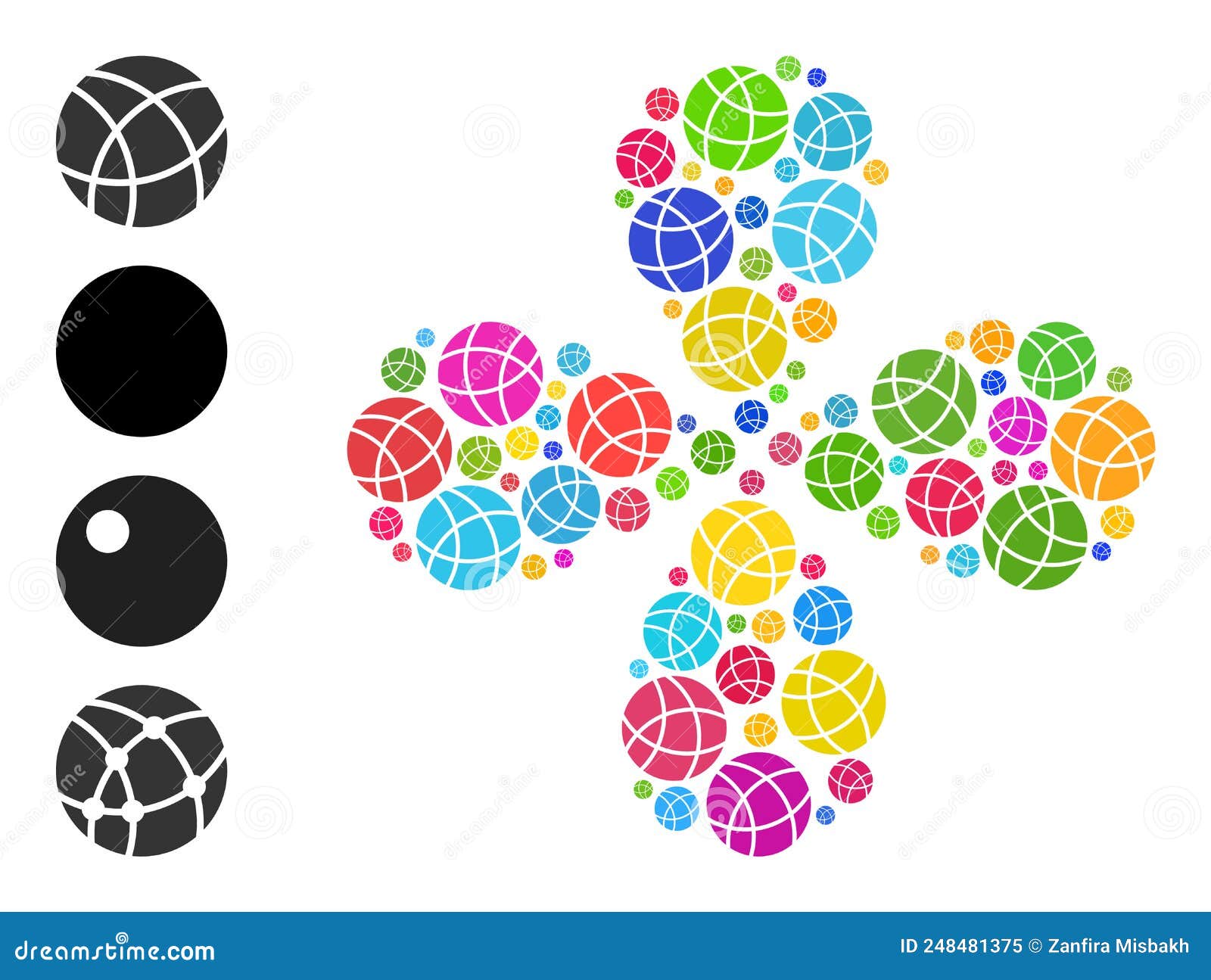 Clew Ball Icon Multi Colored Rotation Flower with 4 Petals Stock Vector ...