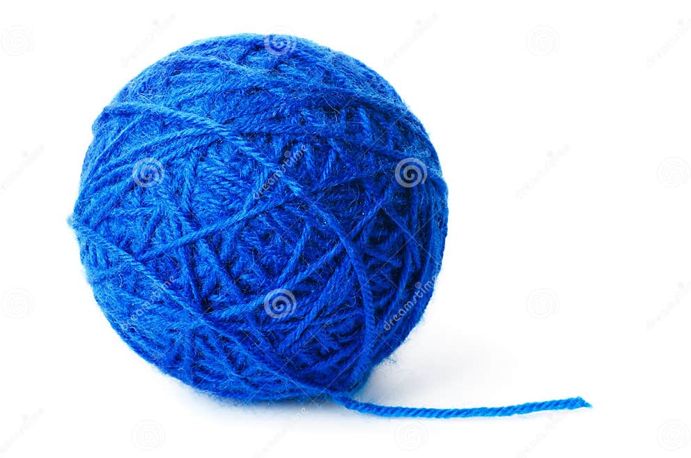 Clew of blue wool thread stock image. Image of round - 67308347