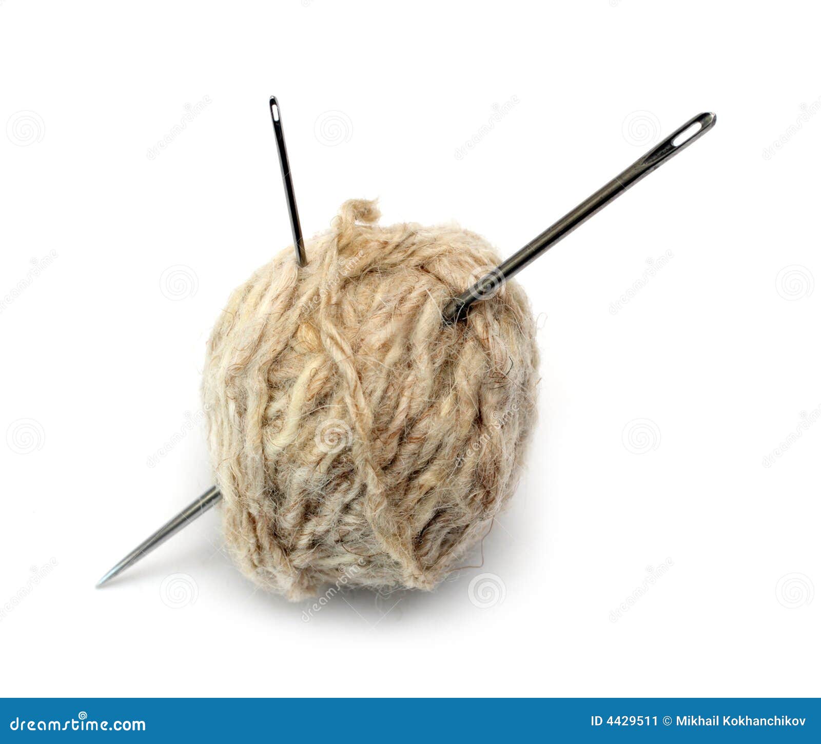 Clew of Wool Thread and Two Needles Stock Image - Image of needle, thin ...