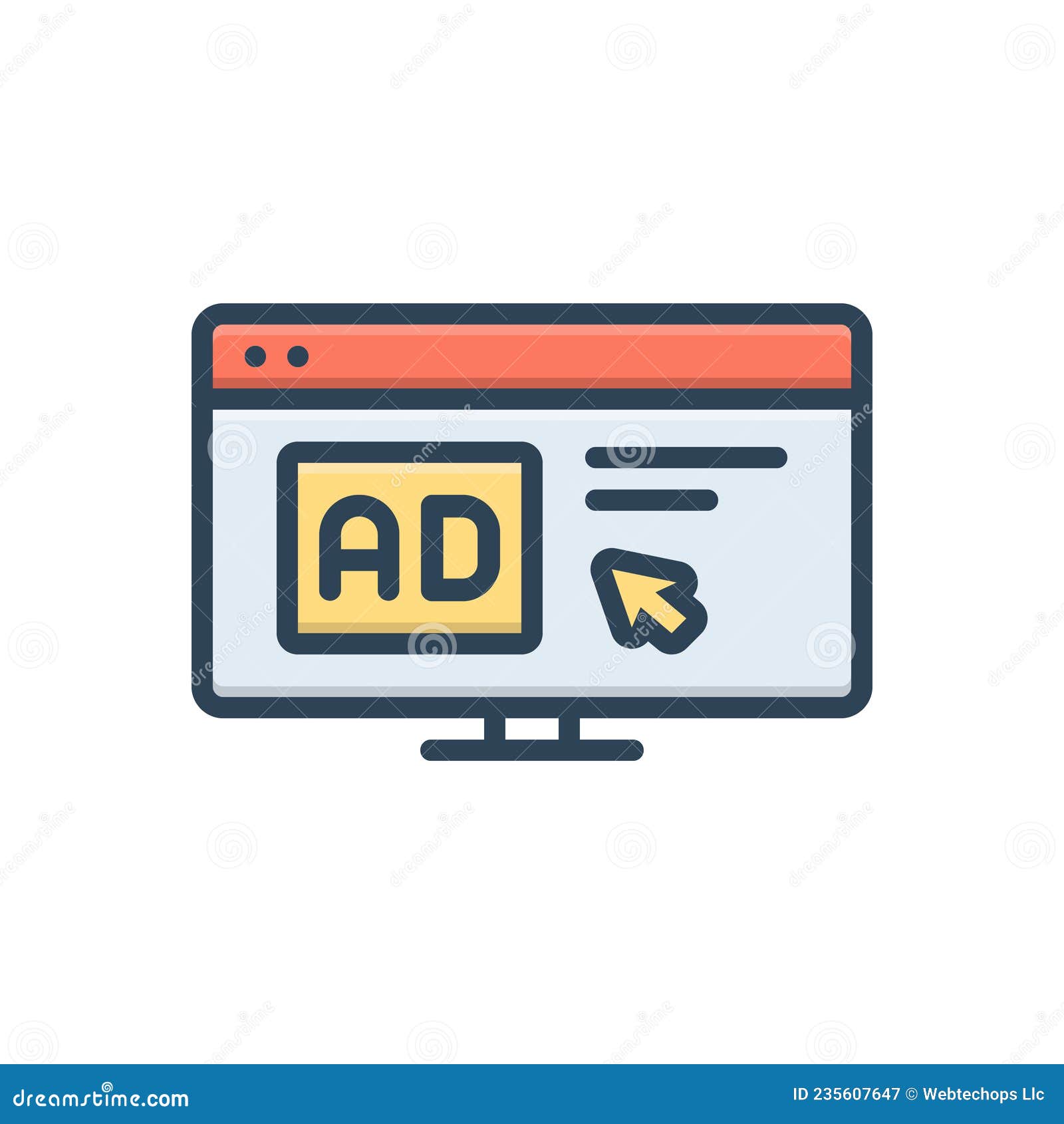 Color Illustration Icon for Click Ad, Advertisement and Mouse Stock ...