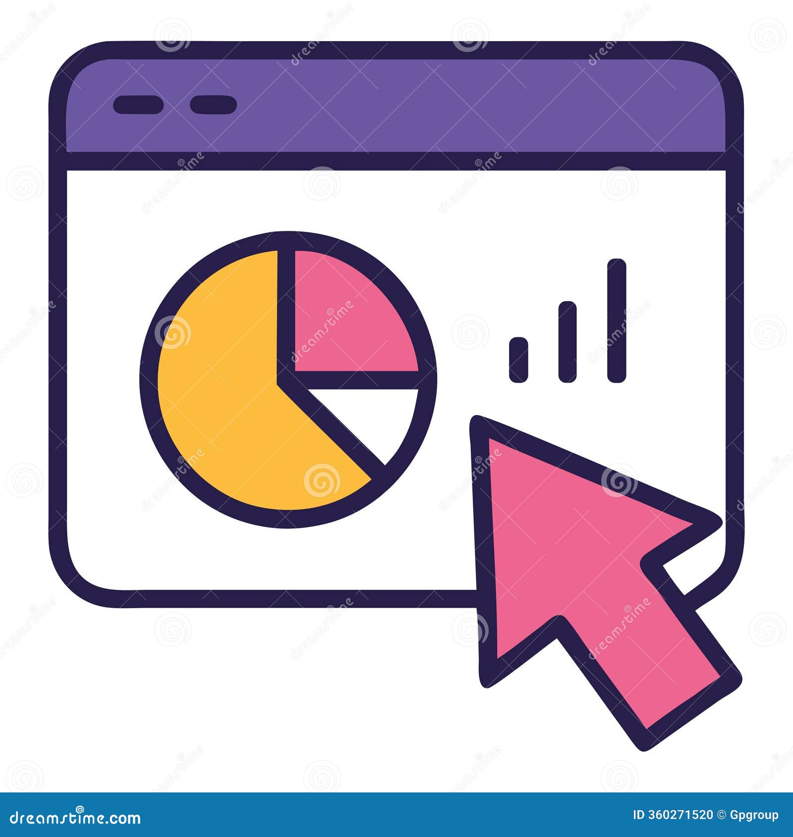 Click Analytics Icon stock illustration. Illustration of social - 360271520
