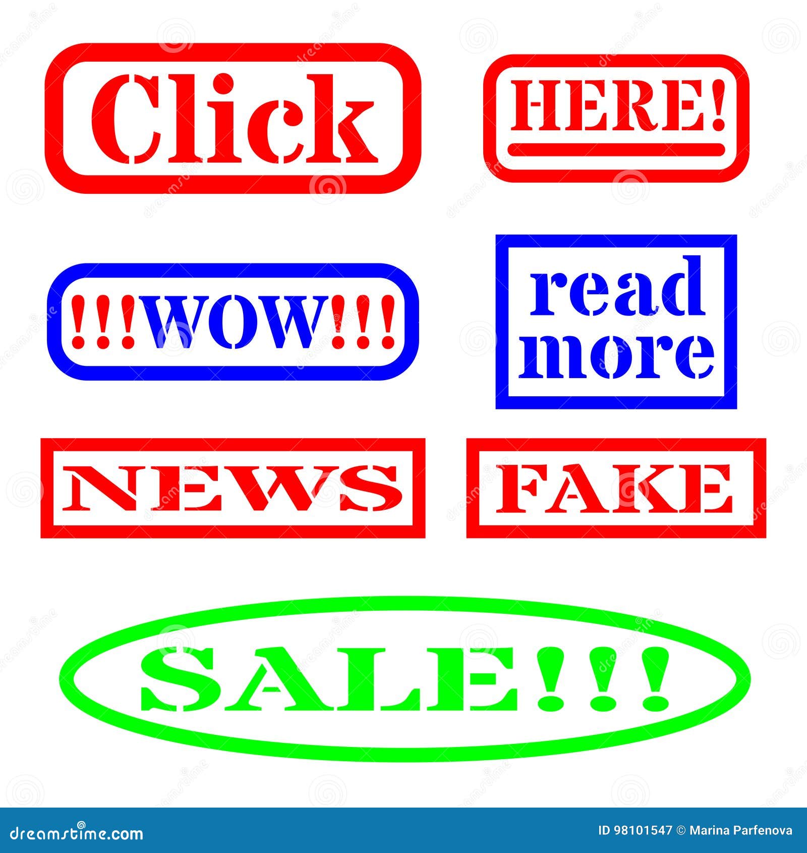 Click bait, signs for web stock vector. Illustration of button - 98101547