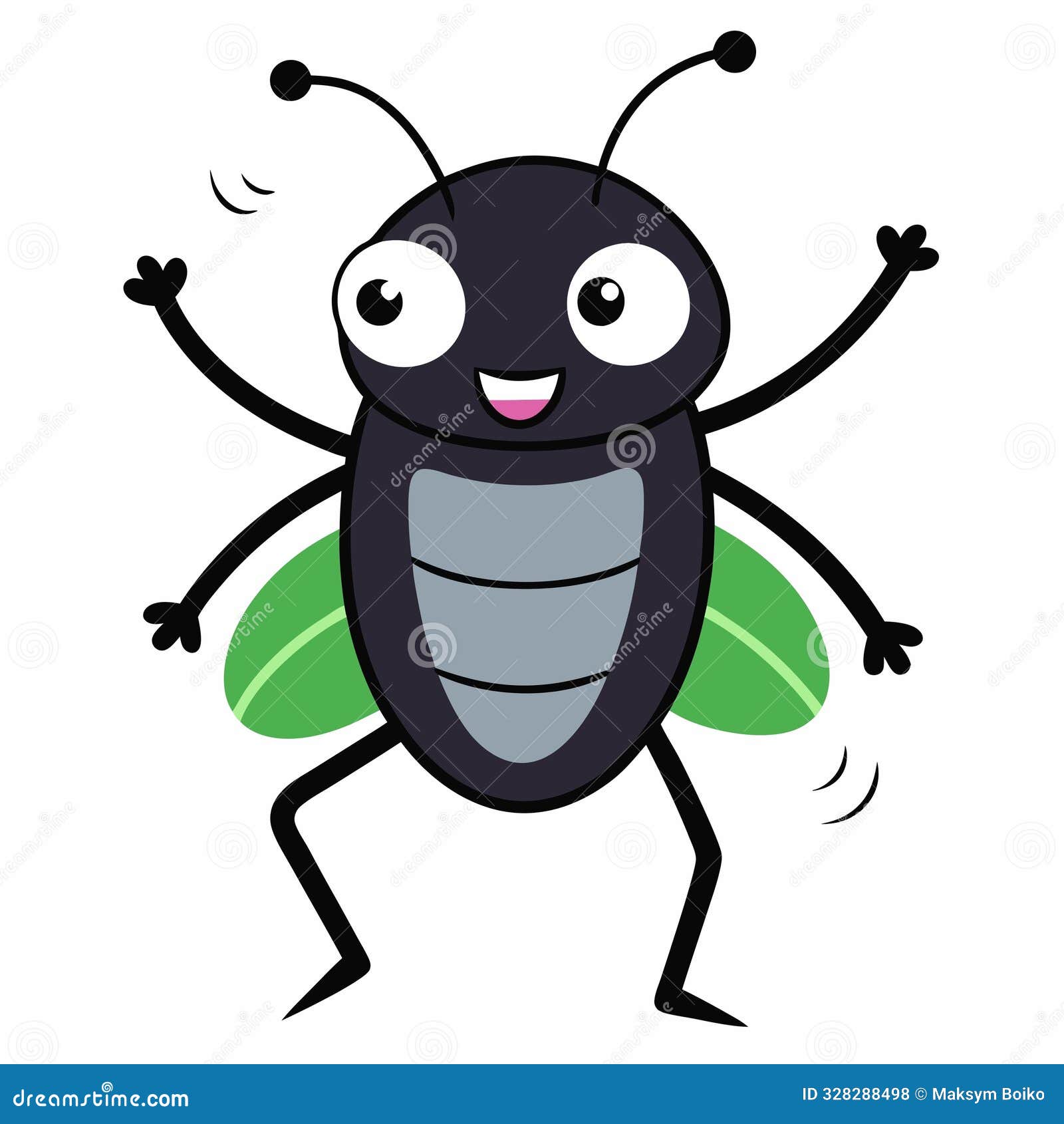 Click Beetle Bug Dancing Kawaii Stock Vector - Illustration of graphic ...