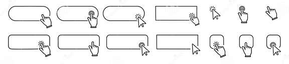 Click Blank Button With Pointer Clicking Click Cursor Set Button With