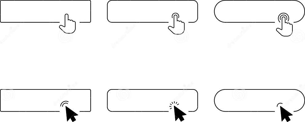 Click Blank Button With Pointer Clicking Mouse Pointer Pictogram Action Button Cursor Icon