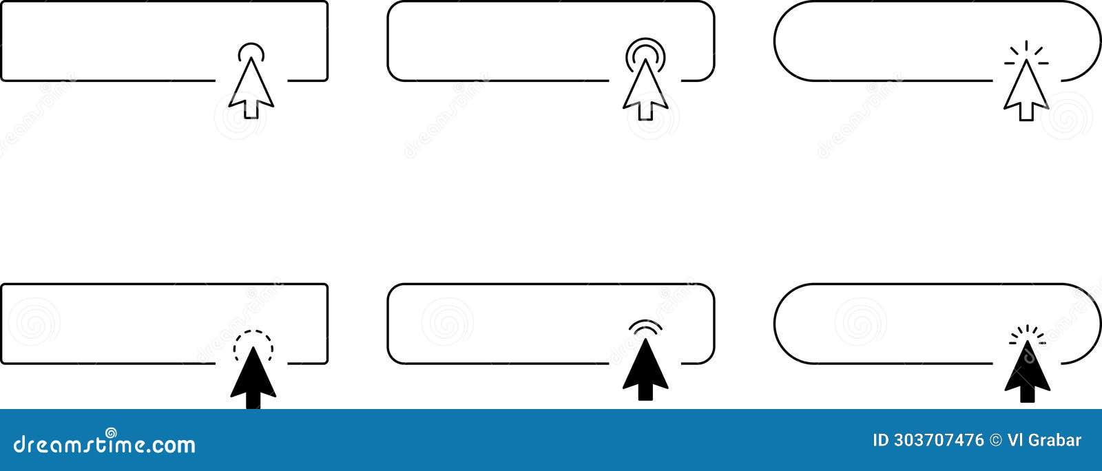 Click Blank Button With Pointer Clicking Mouse Pointer Pictogram Action Button Cursor Icon
