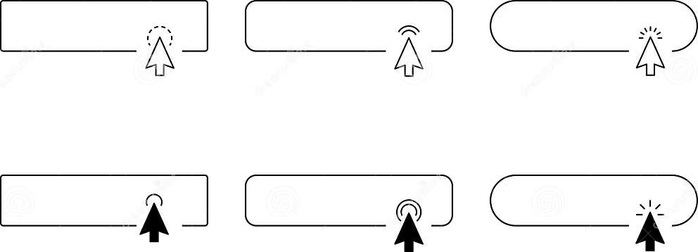 Click Blank Button With Pointer Clicking Mouse Pointer Pictogram Action Button Cursor Icon