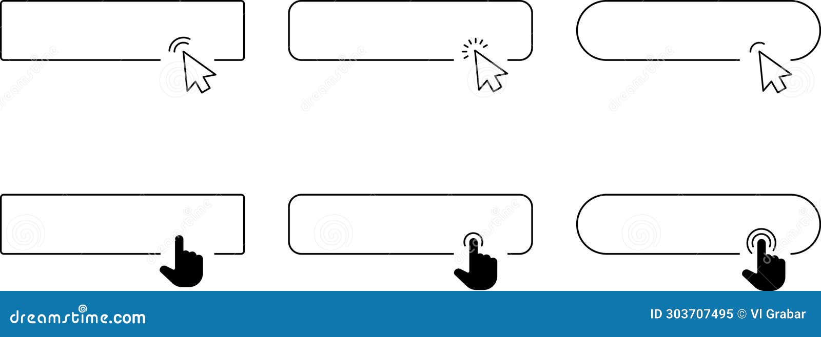 Click Blank Button with Pointer Clicking. Mouse Pointer Pictogram ...