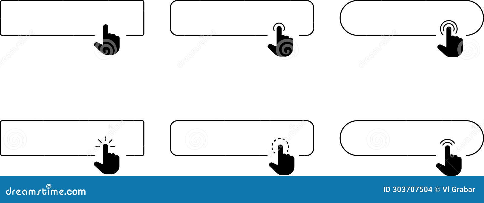 Click Blank Button With Pointer Clicking Mouse Pointer Pictogram Action Button Cursor Icon