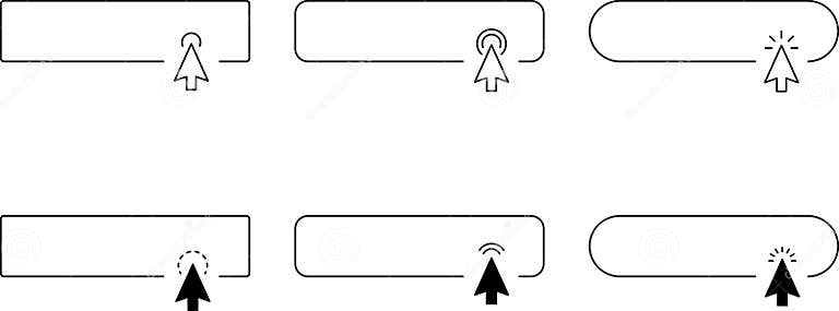 Click Blank Button with Pointer Clicking. Mouse Pointer Pictogram ...