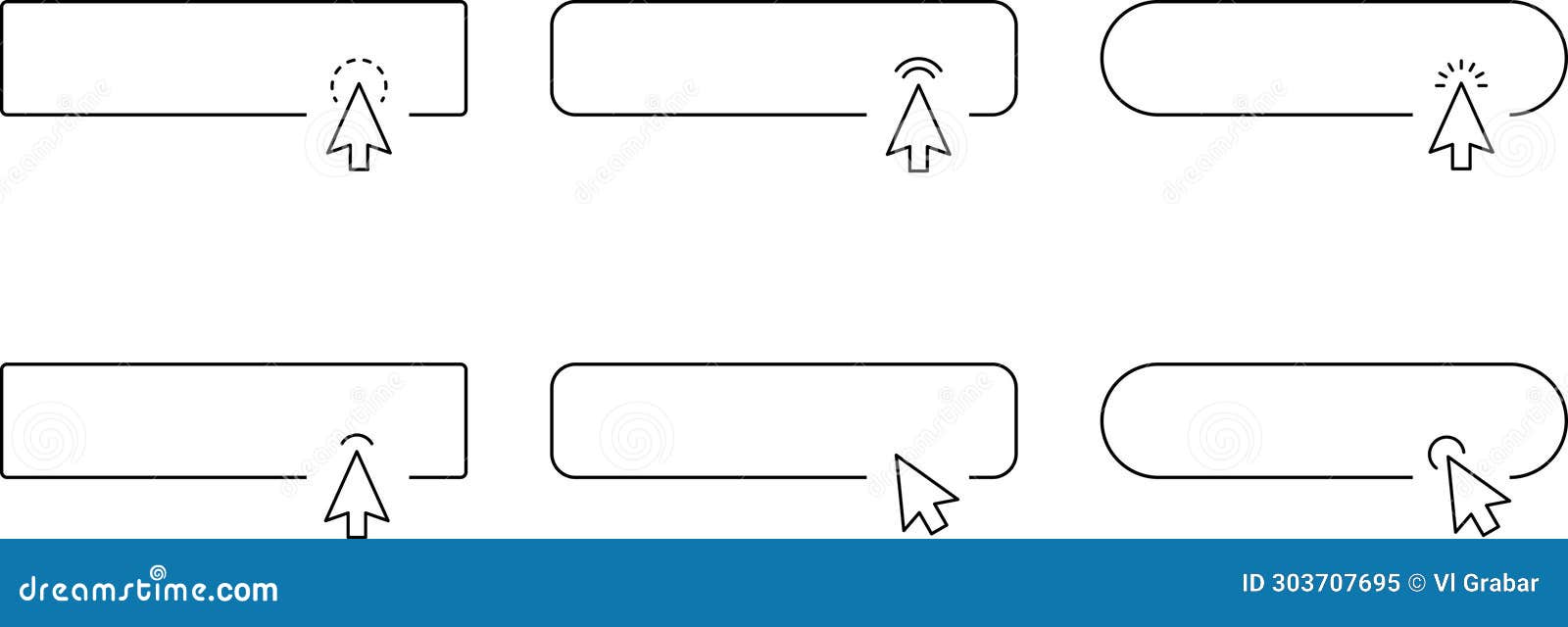 Click Blank Button With Pointer Clicking Mouse Pointer Pictogram Action Button Cursor Icon