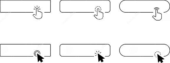 Click Blank Button With Pointer Clicking Mouse Pointer Pictogram Action Button Cursor Icon