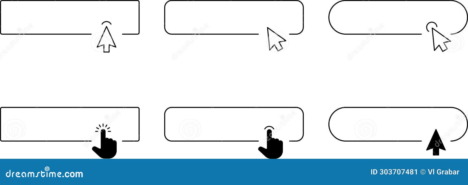 Click Blank Button With Pointer Clicking Mouse Pointer Pictogram Action Button Cursor Icon
