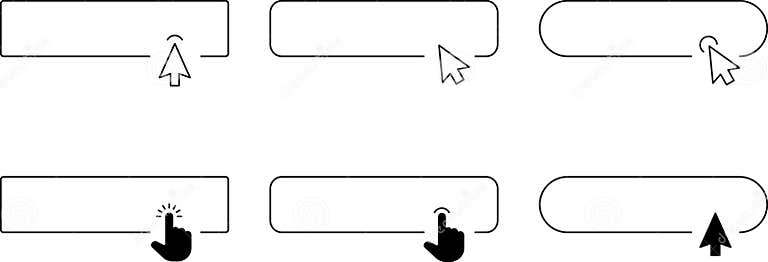 Click Blank Button With Pointer Clicking Mouse Pointer Pictogram