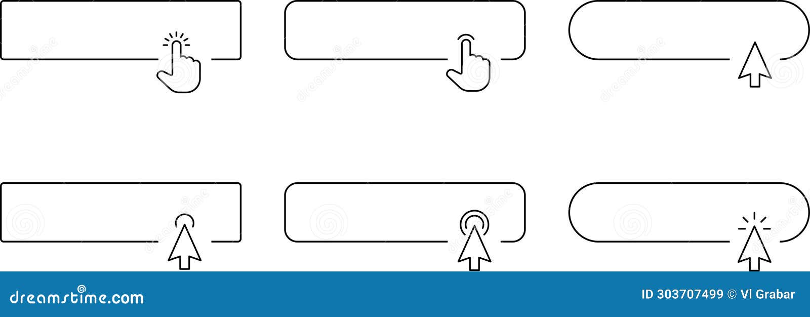 Click Blank Button With Pointer Clicking Mouse Pointer Pictogram Action Button Cursor Icon