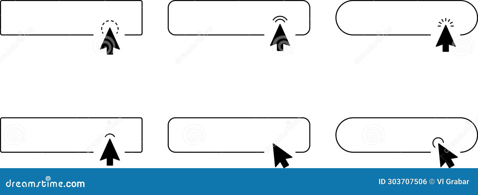 Click Blank Button With Pointer Clicking Mouse Pointer Pictogram