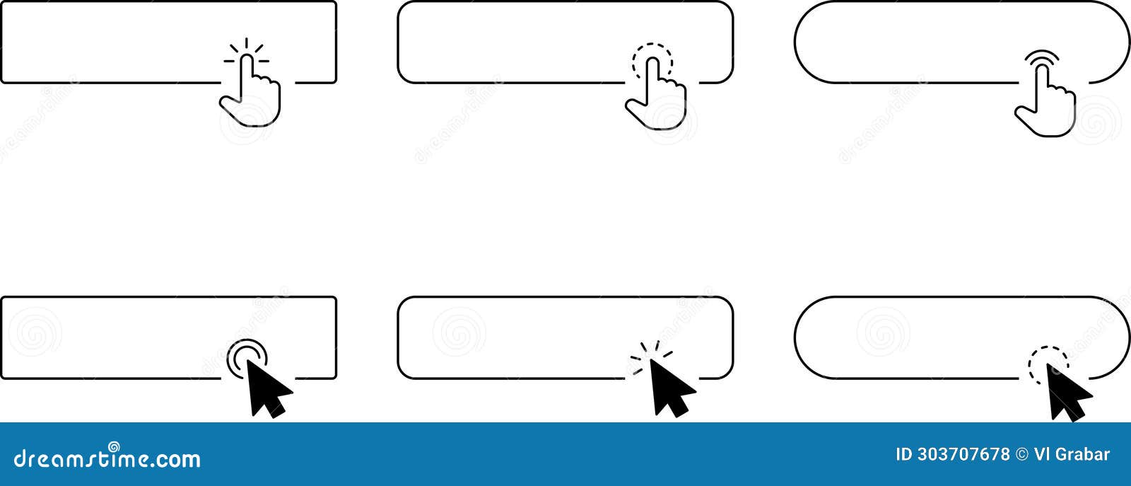 Click Blank Button With Pointer Clicking Mouse Pointer Pictogram Action Button Cursor Icon