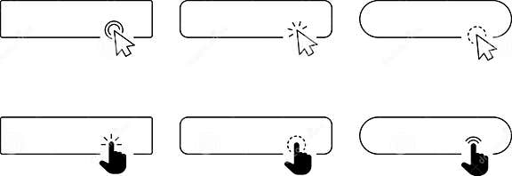 Click Blank Button with Pointer Clicking. Mouse Pointer Pictogram ...