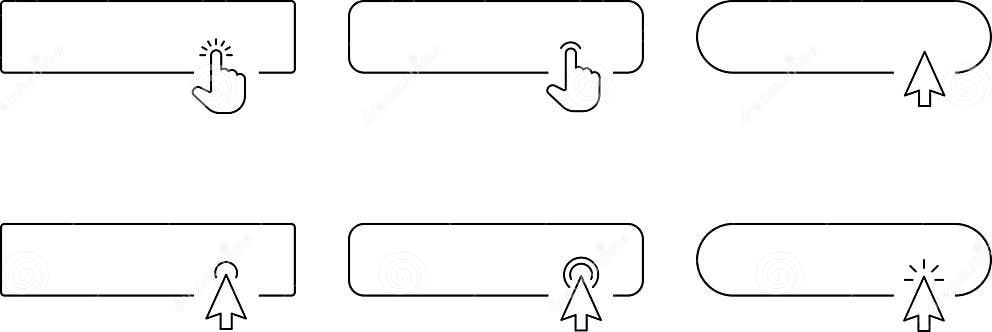 Click Blank Button with Pointer Clicking. Mouse Pointer Pictogram ...