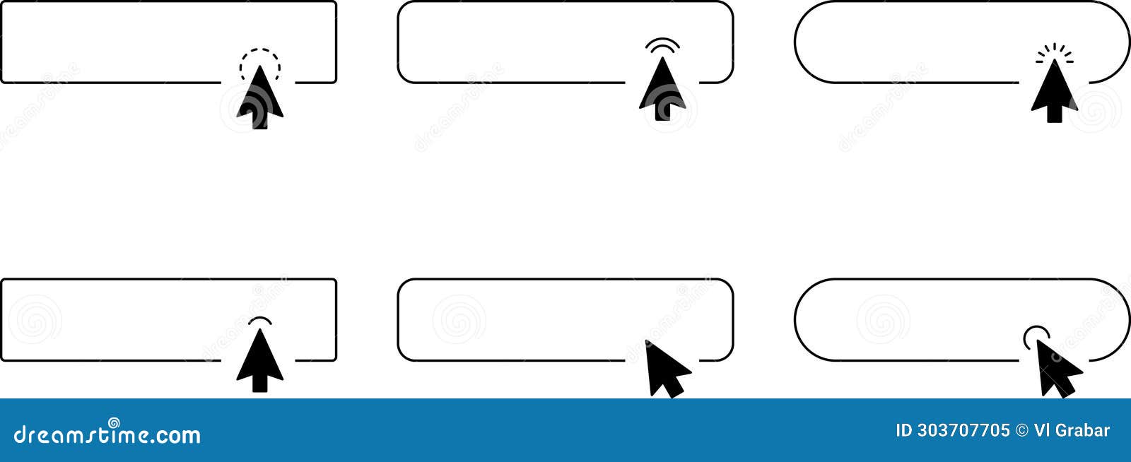 Click Blank Button With Pointer Clicking Mouse Pointer Pictogram Action Button Cursor Icon