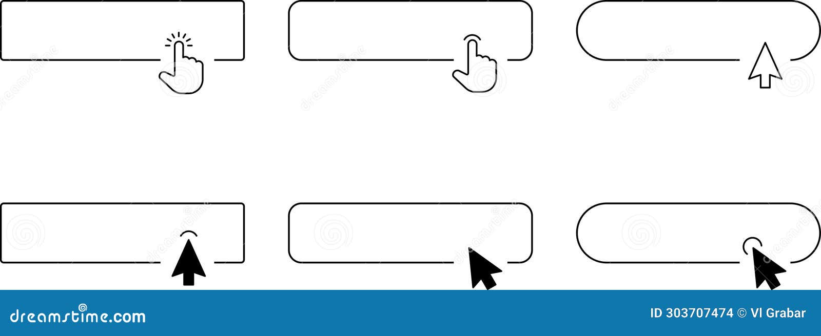 Click Blank Button with Pointer Clicking. Mouse Pointer Pictogram. Action Button. Cursor Icon ...