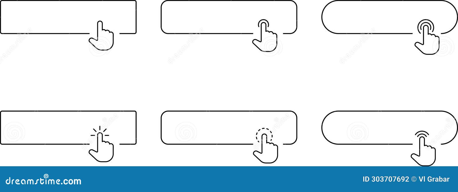 Click Blank Button with Pointer Clicking. Mouse Pointer Pictogram. Action Button. Cursor Icon ...