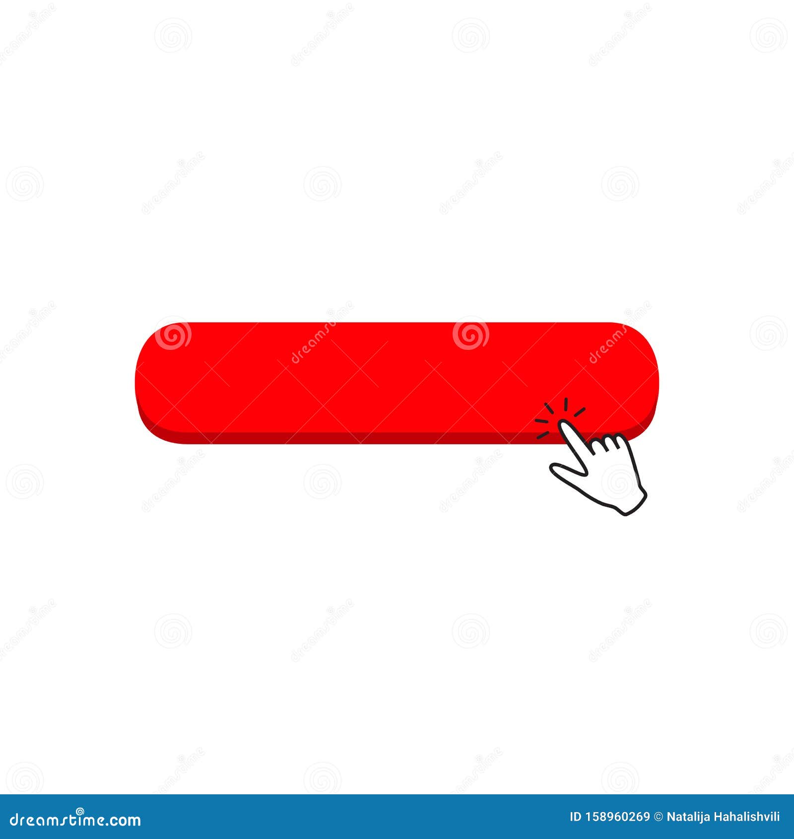 Click Blank Red Button with Hand Pointer Clicking Icon. Stock Vector ...