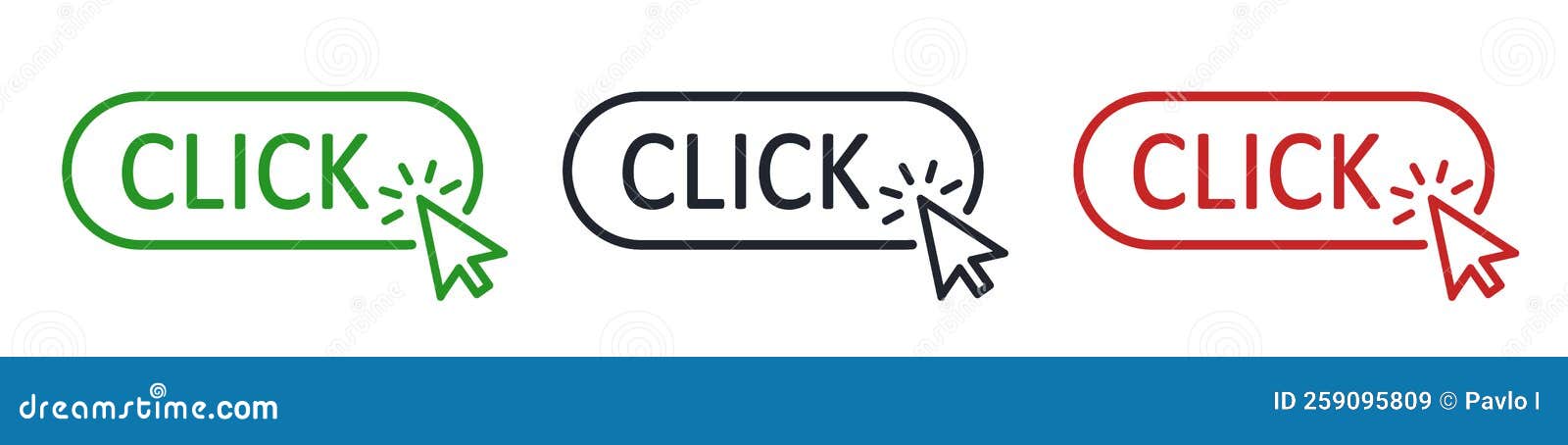 Click Button with Arrow Pointer Clicking. Click Here Web Button. Isolated Website Arrow Clicking ...